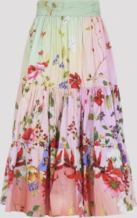 Roberto Cavalli Femme, Jupes, Multicolore, Taille: 40 FR Miami Flowers Midi Skirt