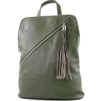 modamoda.de T161 Damen Leder Rucksack Handtasche handmade in Italy, Farbe:Olivgr&uuml;n2021