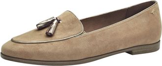 Tamaris Damen Loafer flach Leder, beige, 37 EU