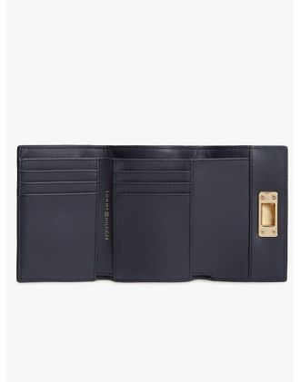 Tommy Hilfiger Modern - Portefeuille &agrave; trois volets avec fermoir pivotant et monogramme TH - Kaki-Marron