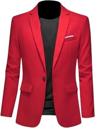Generic BUKiness Blazer fin à bouton unique pour homme, Rouge, XXXXXL