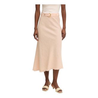 Pinko Pinko, Femme, Jupes, Beige, Taille: 38 FR Jupe Midi Ceintur&eacute;e &agrave; OEillets
