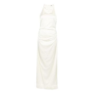 Rotate Maxikleid mit Spitzenbesatz und Raffungen - - Dresses - Damen - Wei&szlig; - M