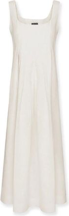 Elena Miro Femme, Robes, Blanc, Taille: 46 FR Robe en lin à plis sur le devant