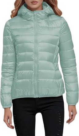 Generic Vestes courtes l&eacute;g&egrave;res et chaudes &agrave; capuche pour femme - Manteau dhiver &agrave; isolation thermique - Coupe-vent - Blanc - Mode pour un usage quotidien d&eacute;co