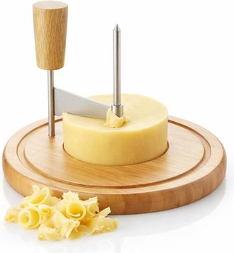 Point-Virgule K&auml;sehobel aus Bambus, tete de moine hobel k&auml;seschneider, Bambus, 22 x 15 cm