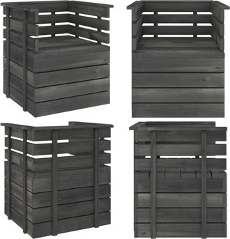 vidaXL Gartensessel Massivholz Kiefer Dunkelgrau - - Home & Living