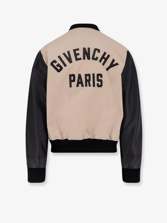 Givenchy Mens Cotton Jacket With Leather Sleeves Beige Cotton-Leather Cotton/leather