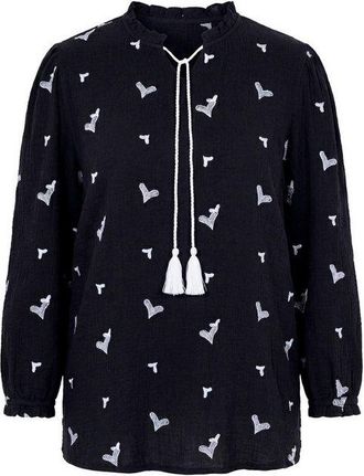 Angel Of Style Longbluse Bluse A-Linie Musselin mit Herz-Stickerei Langarm