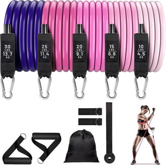 Generic Widerstandsb&auml;nder Set - 11 Trainingsb&auml;nder, Fitnessb&auml;nder Set, Aufbewahrungstasche | Krafttrainingsb&auml;nder f&uuml;r M&auml;nner und Frauen, &Uuml;bungsger&auml;te