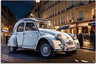 Artland Wanddeko Leinwand Bilder Wandbild 60x40 cm Auto Kleinwagen Oldtimer Klassiker Citroën 2CV Ente U5CZ