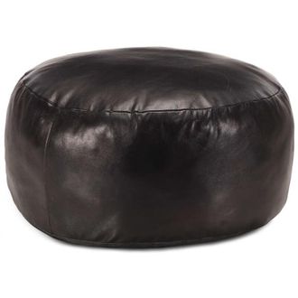 vidaXL Pouf 60 x 30 cm Noir Cuir véritable de chèvre
