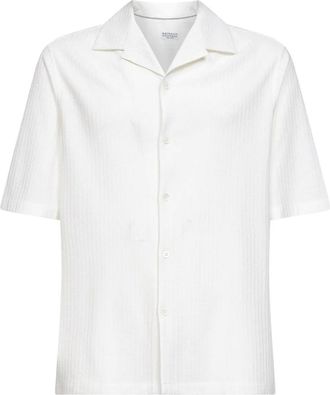 Brunello Cucinelli chemise boutonn&eacute;e &agrave; col bowling - Blanc