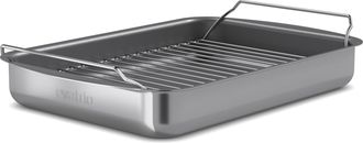 Eva Solo Eva Trio | Professionell Bräter mit Rost 35x25 cm keramischer Slip-Let-Antihaftbeschichtung |Mit ihren abgerundeten Ecken und Seiten sind die Pfannen 