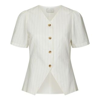 Neo Noir Jules Summer Stripe Blouse - - Blouses & Shirts - Damen - Wei&szlig; - S