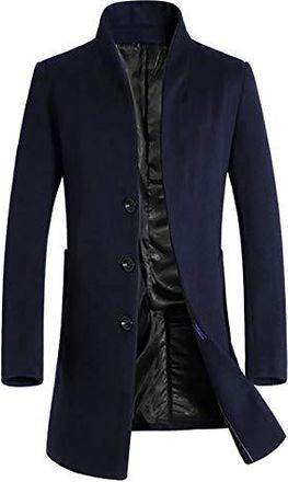 Generic Manteau Homme Hiver Long,Veste longue d hiver pour homme Trench chaud et &eacute;l&eacute;gant pardessus imperm&eacute;able &agrave; boutons manteau d outdoors (Navy, XXL)