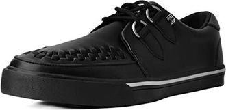 T.U.K. Leather Creeper Sneaker - Chaussures pour Hommes et Femmes - Couleur Black Cuir Souple - Chaussures à Lacets en Cuir et Daim de Style Puck, Goth et Ro
