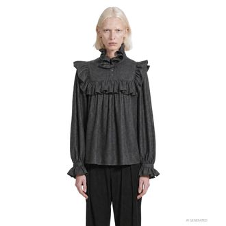 Chlo&eacute; High-Neck Ruffled Blouse