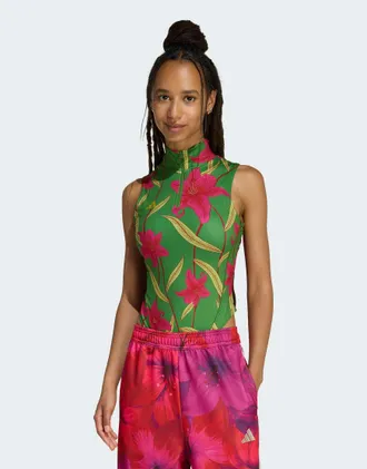 adidas Adidas x farm rio Body in Preloved Lime / Bahia Magenta-Gr&uuml;n