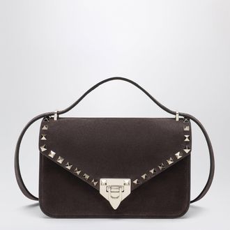 Valentino Garavani Kleine Rockstud Umh&auml;ngetasche aus Veloursleder in Ebenholzbraun
