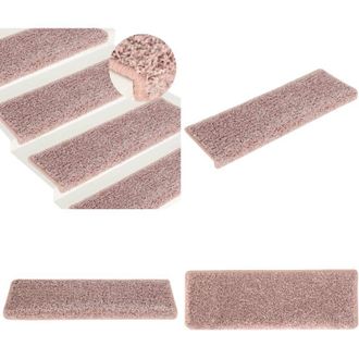 vidaXL Stufenmatten 15 Stk. 65x21x4 cm Wei&szlig; und Rosa - Stufenmatte - Treppenmatte - Treppenl&auml;ufer - Rutschfeste Matte - Teppich F&uuml;r Treppen - Home & Living