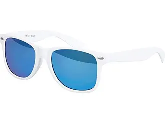 Balinco Lunettes de soleil UV400 CAT 3 CE Rubber - avec charnière à ressort pour femmes & hommes (blanc - bleu miroité)