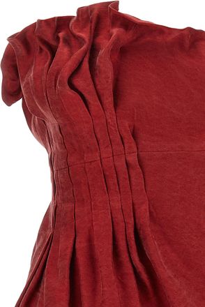 Magda Butrym Asymmetrical Pleated Silk Dress - Red