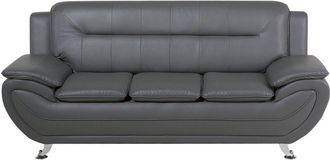 Beliani Canap&eacute; Design 3 Places en Cuir PU Gris Convenable pour Chaque Salon Moderne Beliani