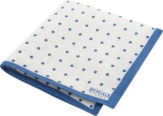 Boggi Milano Homme, Accessoires, Bleu, Taille: ONE Size Pochette de Costume en Lin &agrave; Pois