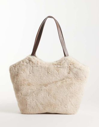 Accessorize sac port&eacute; &eacute;paule en faux-fur cr&egrave;me-Blanc