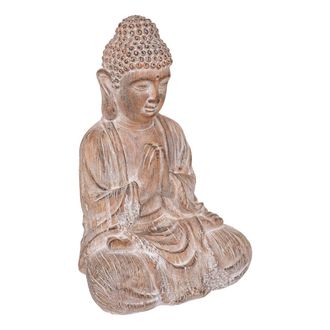 Atmosphera Atmosphera - Figur Buddha - Holzeffekt H45 cm - Leinen wei&szlig;