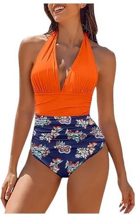 Generic Maillot de bain une pi&egrave;ce pour femme, maillot de bain de sport, grande taille, modeste, contr&ocirc;le du ventre, couleur unie, maillots de bain de plage da