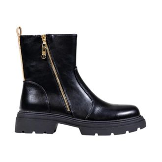 Alviero Martini 1A Classe Moderne Damen-Stiefeletten mit goldenen Rei&szlig;verschl&uuml;ssen - - Shoes - Damen - Schwarzk - 40 EU