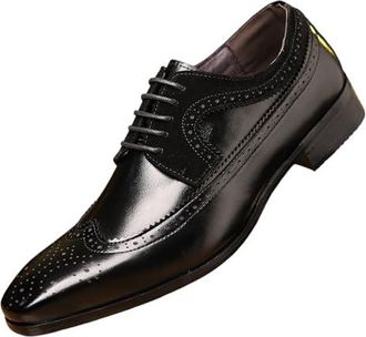 Generic Chaussures habill&eacute;es pour homme - Bout ail&eacute; - Chaussures Oxford - Style r&eacute;tro - Derby - Pour homme, Noir, 47 1/3 EU