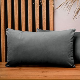 MG Design 2er Set Kissenbezüge 40 x 80 cm in Grau - mit Reißverschluss, samtig-weich mit dezentem Schimmer, pflegeleicht & langlebig