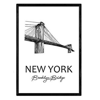 Nacnic Poster New York - Pont de Brooklyn. Feuilles avec les monuments des villes. format A3