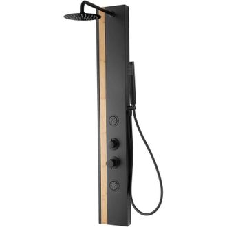 Badplaats Badplaats - Schwarz Duschpaneel Monte Duschs&auml;ule Armatur Duscharmatur Regend