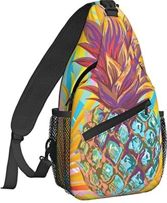 Generic Ananas Avec Palmier Sac &Agrave; Bandouli&egrave;re Pratique Pochette Epaule Multifonctionnel Sac &Agrave; Dos Bandouli&egrave;re Pour Excursion Shopping Randonn&eacute;e