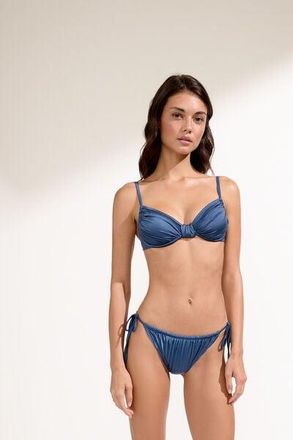 Calzedonia Bikinihose Mit Schmalen B&auml;ndchen Shiny Satin Blau