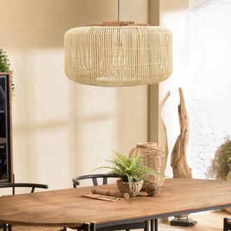 Macabane Macabane - sixtine - Suspension seau 76x76cm en rotin couleur naturelle et teck