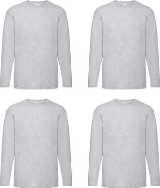 Fruit Of The Loom 4 T Shirt Longsleeve M L XL XXL Langarm Verschiedene Farbsets ausw&auml;hlbar (4XL, Grau)