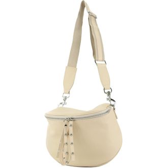 modamoda.de T236 - Umhängetasche Klein Small aus ital. Leder, Farbe:Creme