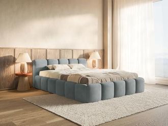 Selsey Polsterbett 180x200 cm Modernes Bettgestell mit Lattenrost Elegantes Design in Grau Welur Piano Robuster Holzrollrost für Komfort Bodenschonende Kunst