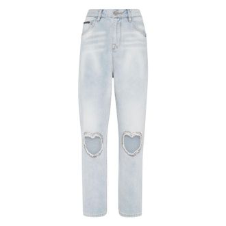 Philipp Plein Femme, Jeans, Bleu, Taille: W31 Pantalon en denim Coupe ample Heart