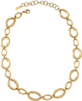 Dansk Copenhagen Femme, Accessoires, Jaune, Taille: ONE Size Sigrid Waterproof 18K Gold Plated Short Necklace - Brushed Stainless Steel