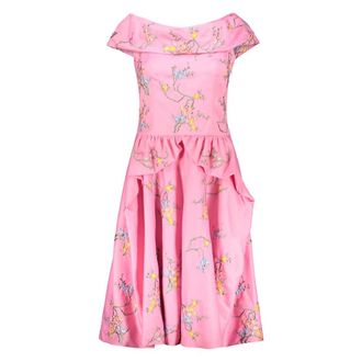 Moschino Blumenbesticktes Kleid Ausgestellter Saum - - Dresses - Damen - Rosa - M