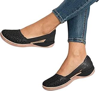 Onsoyours Sandales Femme Plates Eté Chaussures Mode Casual Compensées Bout Ouvert Faux PU Rome Chaussures pour Plage Vacances Slippers Noir 40 EU