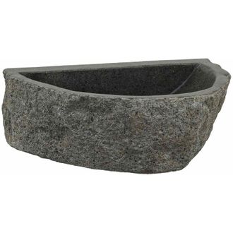 vidaXL Wandmontiertes Waschbecken Grau 37 x 30 x 12 cm Flussstein vidaXL
