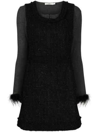 B+ab robe courte en tweed à pièces - Noir