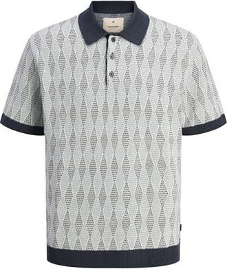 Jack & Jones Jprblujude Knit Jaquard Polo SS, Bleu Nuit, XXL Hommes